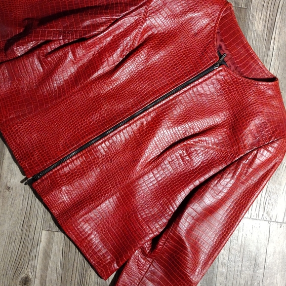 identify | Jackets & Coats | Identify Red Leather Jacket | Poshmark
